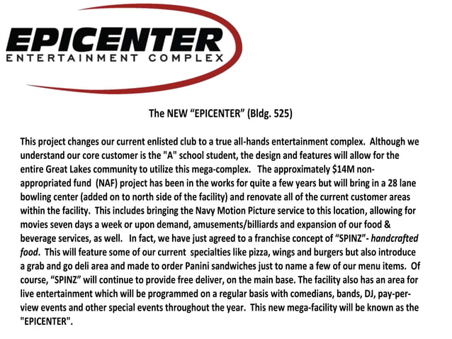 EPICENTER-Transition brief | PPTX | Bars & Restaurants | Attractions