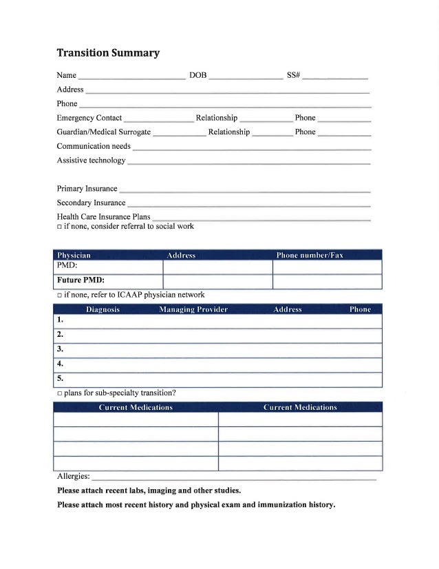 IL Transition care toolkit handouts