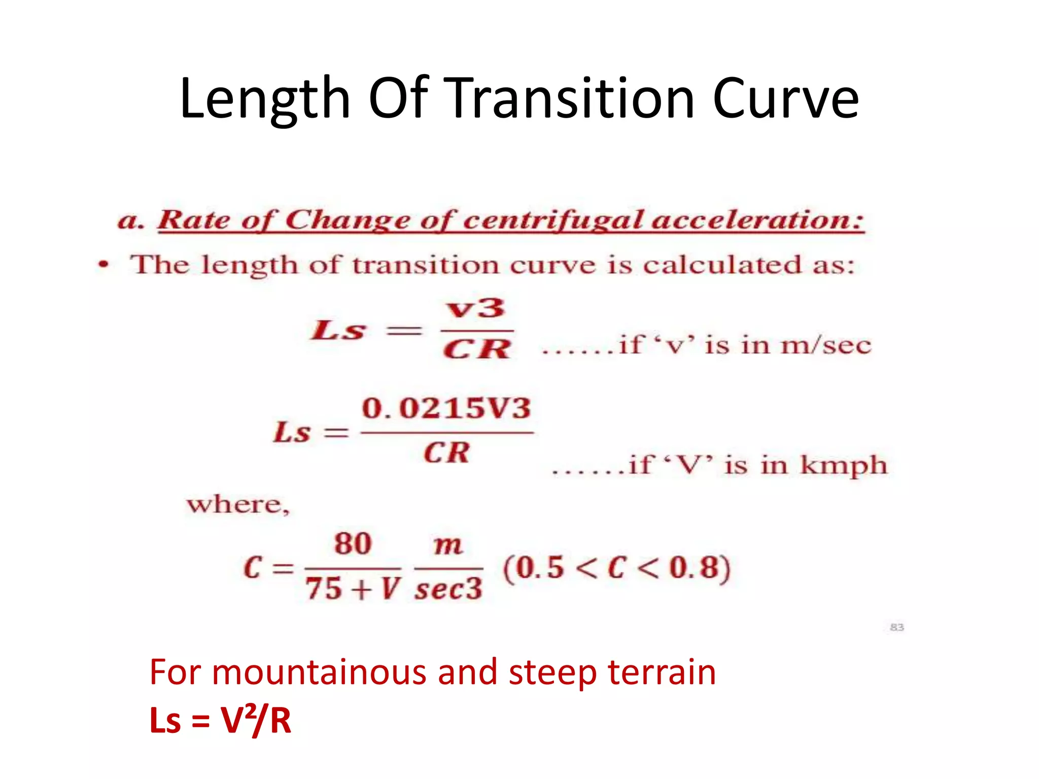 Transition curve and Superelevation | PPTX