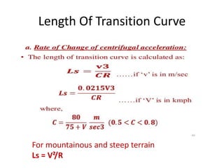 Transition curve and Superelevation | PPTX