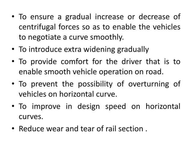 Transition curve and Superelevation | PPT