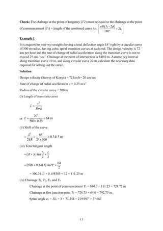 Transition Curves-kenya-road-design-manual-for highway and expressway ...