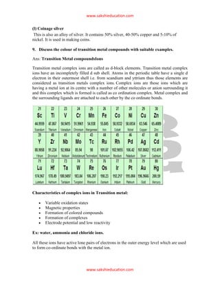 transition elements notes pdf inorgaanic | PDF