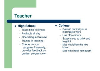 Transition From High School To College | PDF