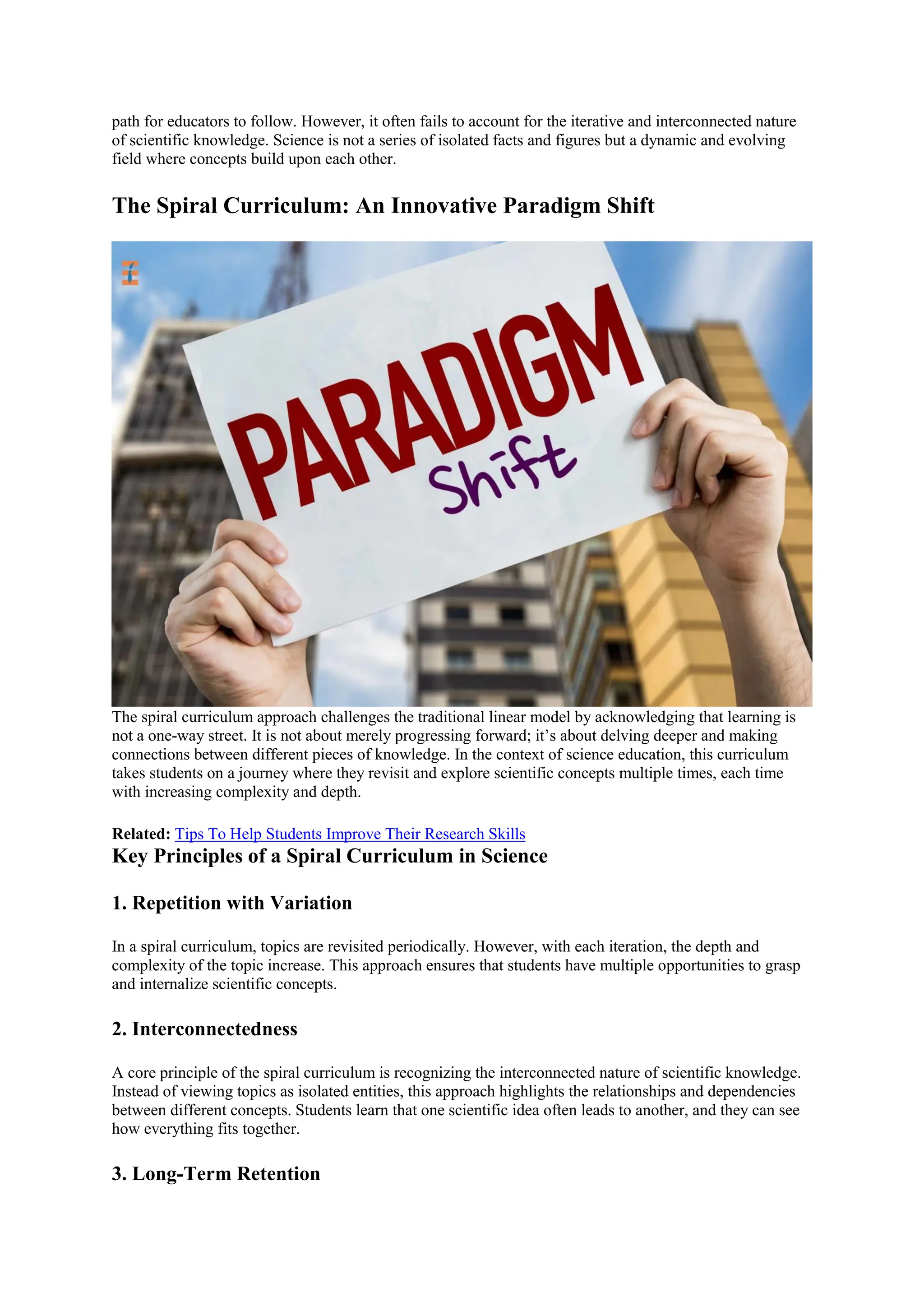 Spiral Curriculum In Science: 5 Key Principles And Advantages | Future ...