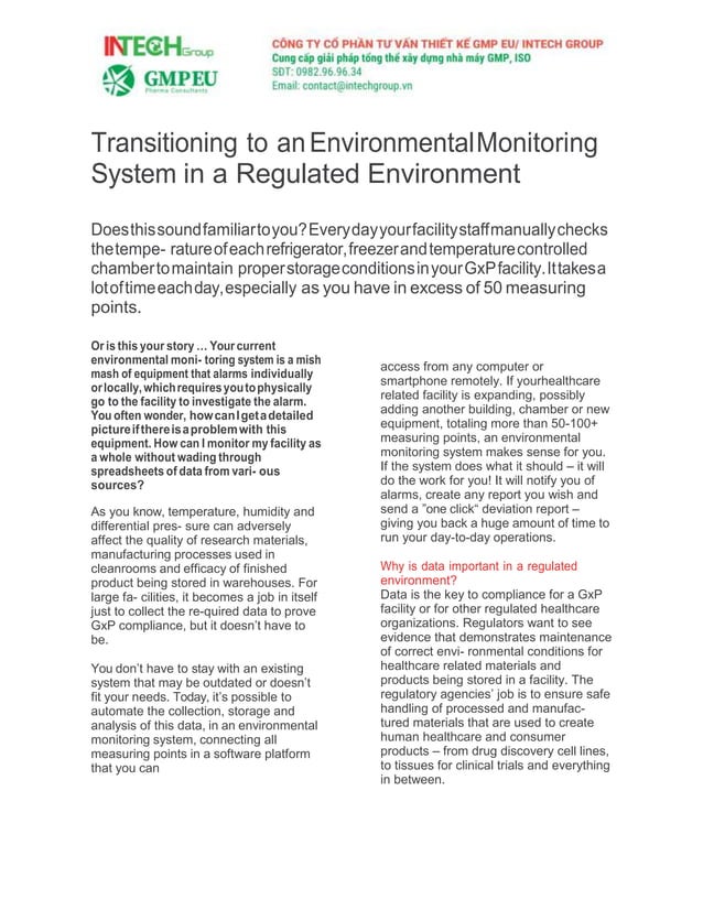 Transitioning to an Environmental Monitoring System in a Regulated Environment | DOCX