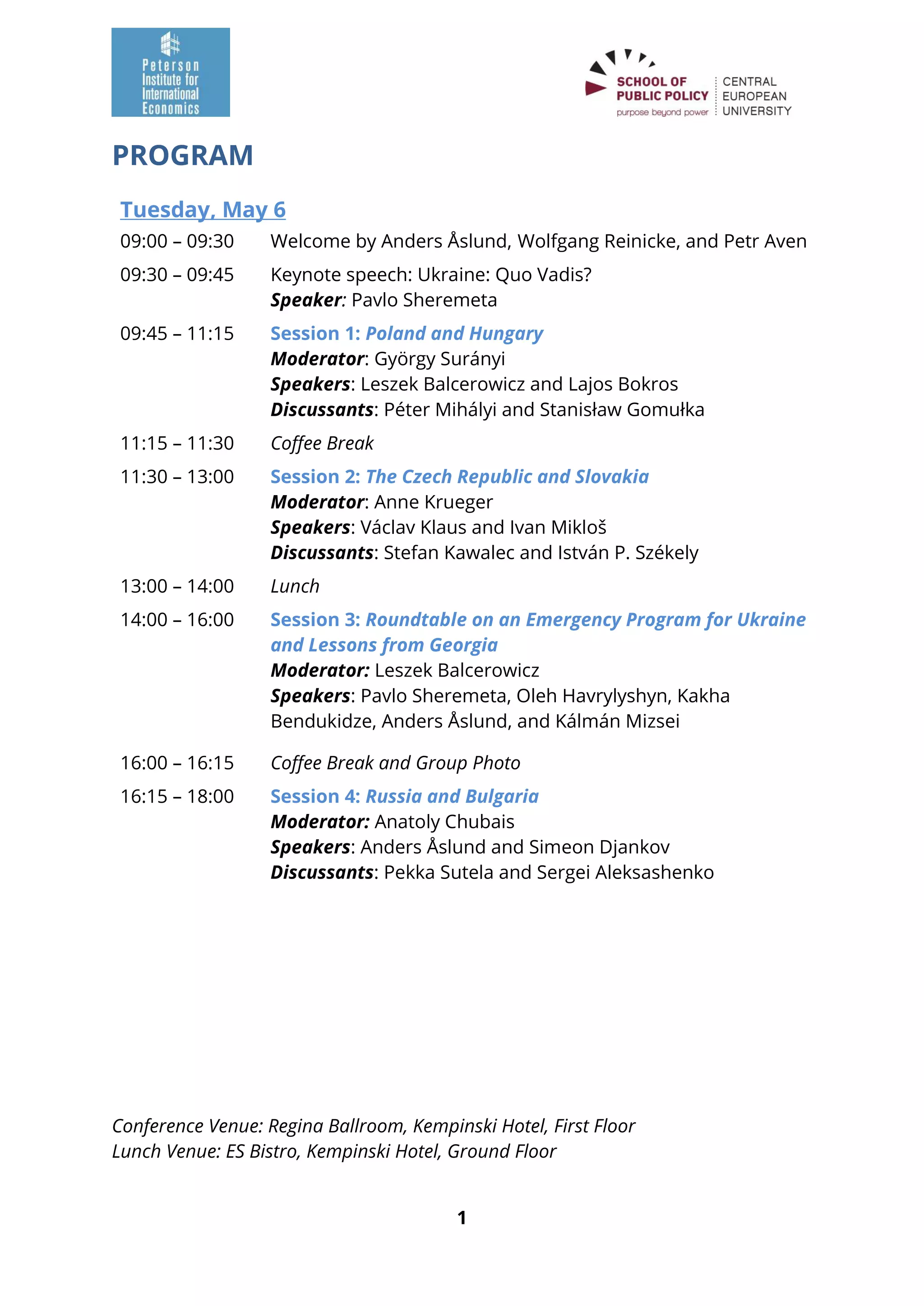 Transition in Perspective Conference Program May 6&7 | PDF