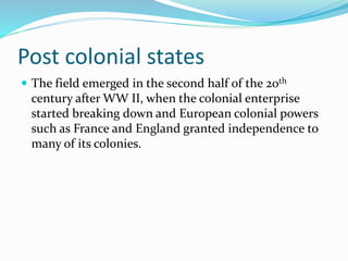 Transition in post colonial state.zaid