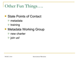 Transition to International Metadata | PPT
