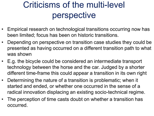 Transition management & the multi-level perspective | PPT