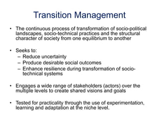 Transition management & the multi-level perspective | PPT