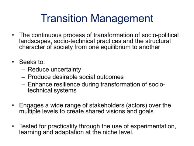 Transition management & the multi-level perspective | PPT