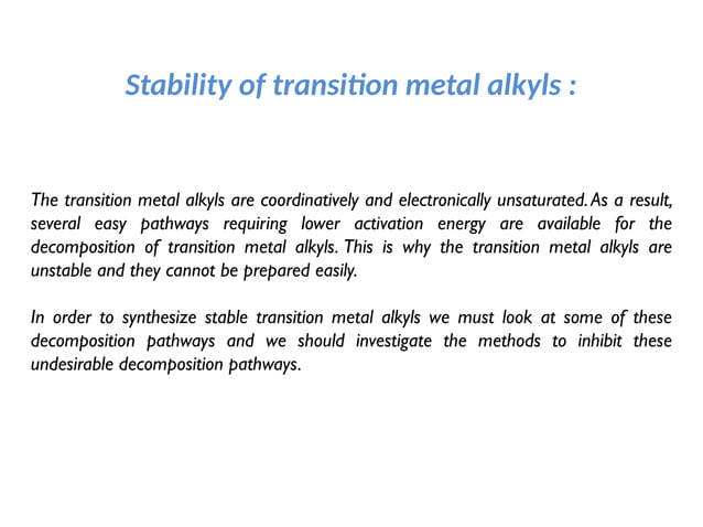 Presentation on Transition Metal Alkyls.pptx | Chemistry | Science