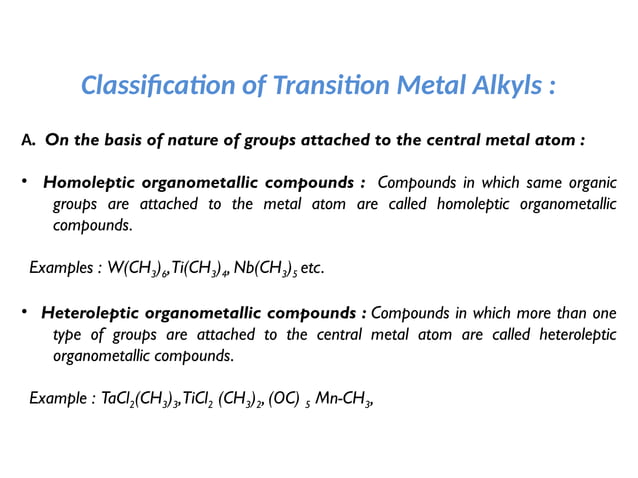 Presentation on Transition Metal Alkyls.pptx | Chemistry | Science