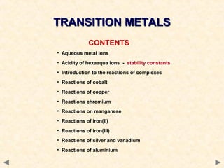 Transition metal complexes unit 1 | PPT