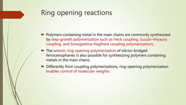 Transition metal polymers by Dr. Salma Amir | PPT