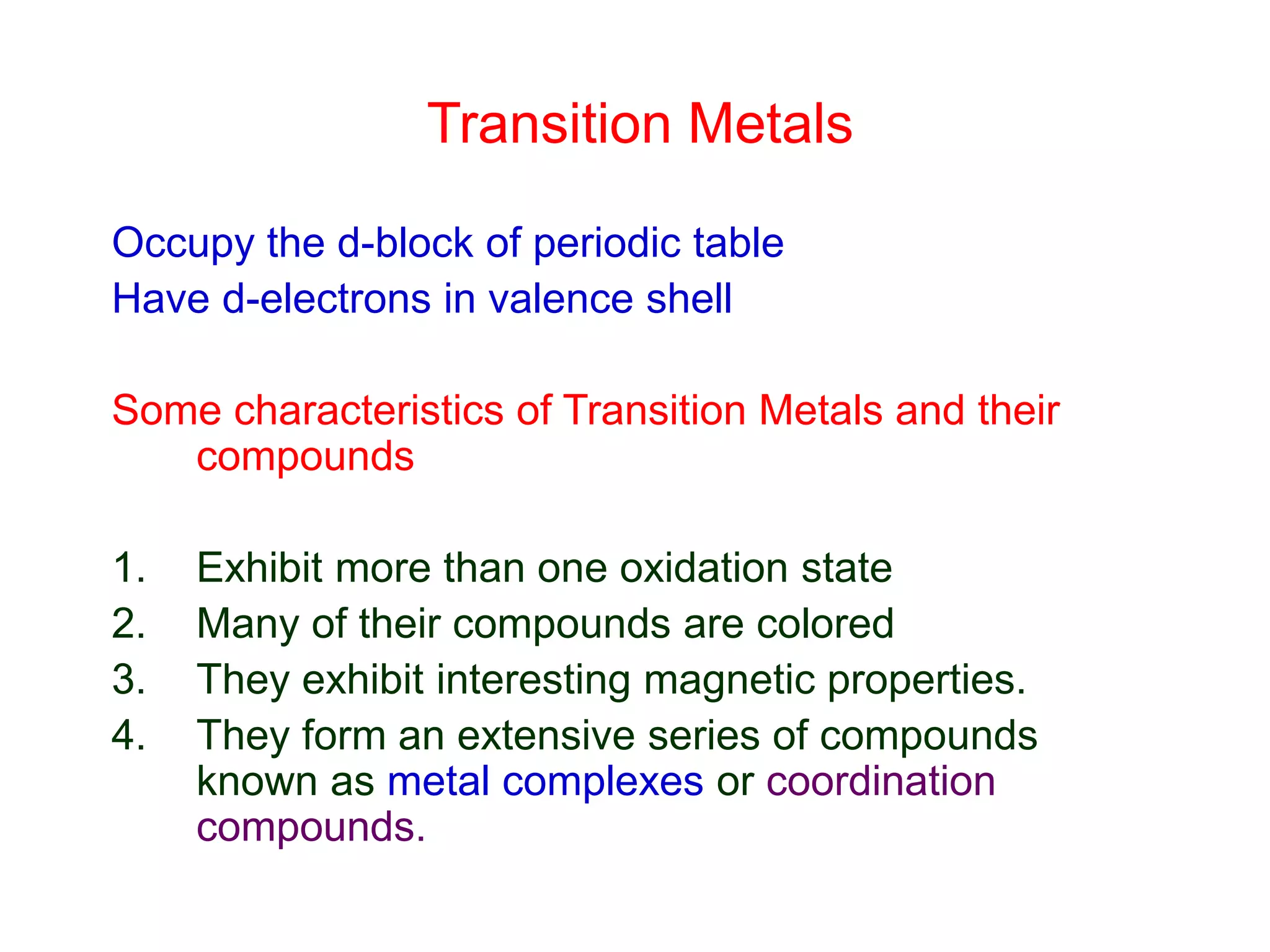 Transition metals | PPTX