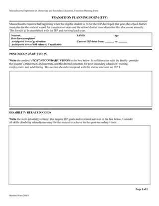 Transition Planning Form | PDF