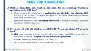 Transition Provision Under GST | PPTX