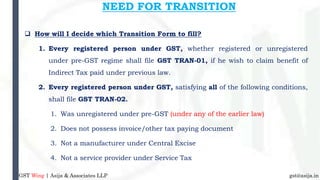 Transition Provision Under GST | PPTX