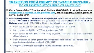 Transition Provision Under GST | PPTX