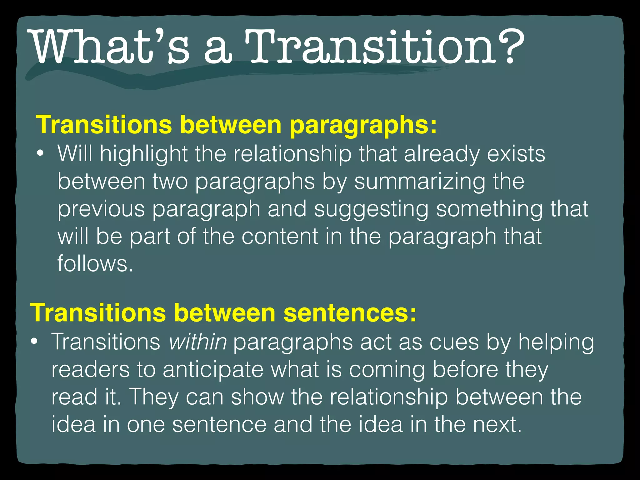 Writing Transitions | PDF