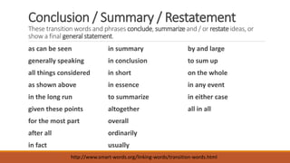 Transition Words and Phrases | PDF | Science