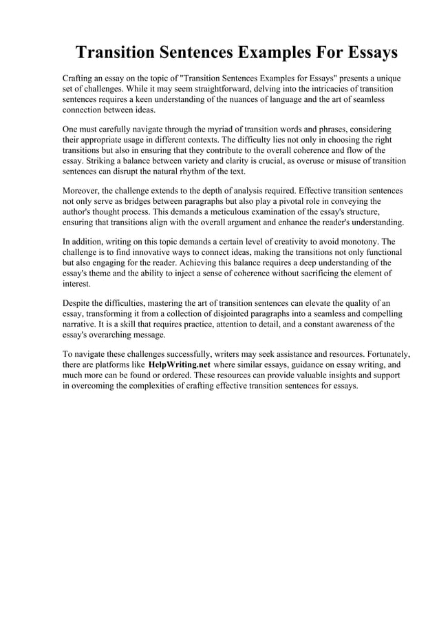 Transition Sentences Examples For Essays.pdf