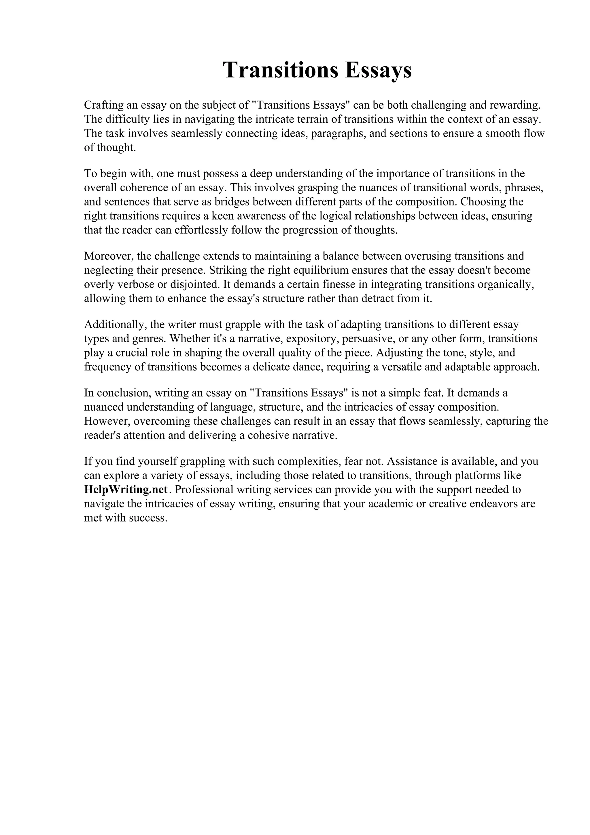 Transitions Essays | PDF