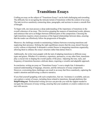 Transitions Essays | PDF