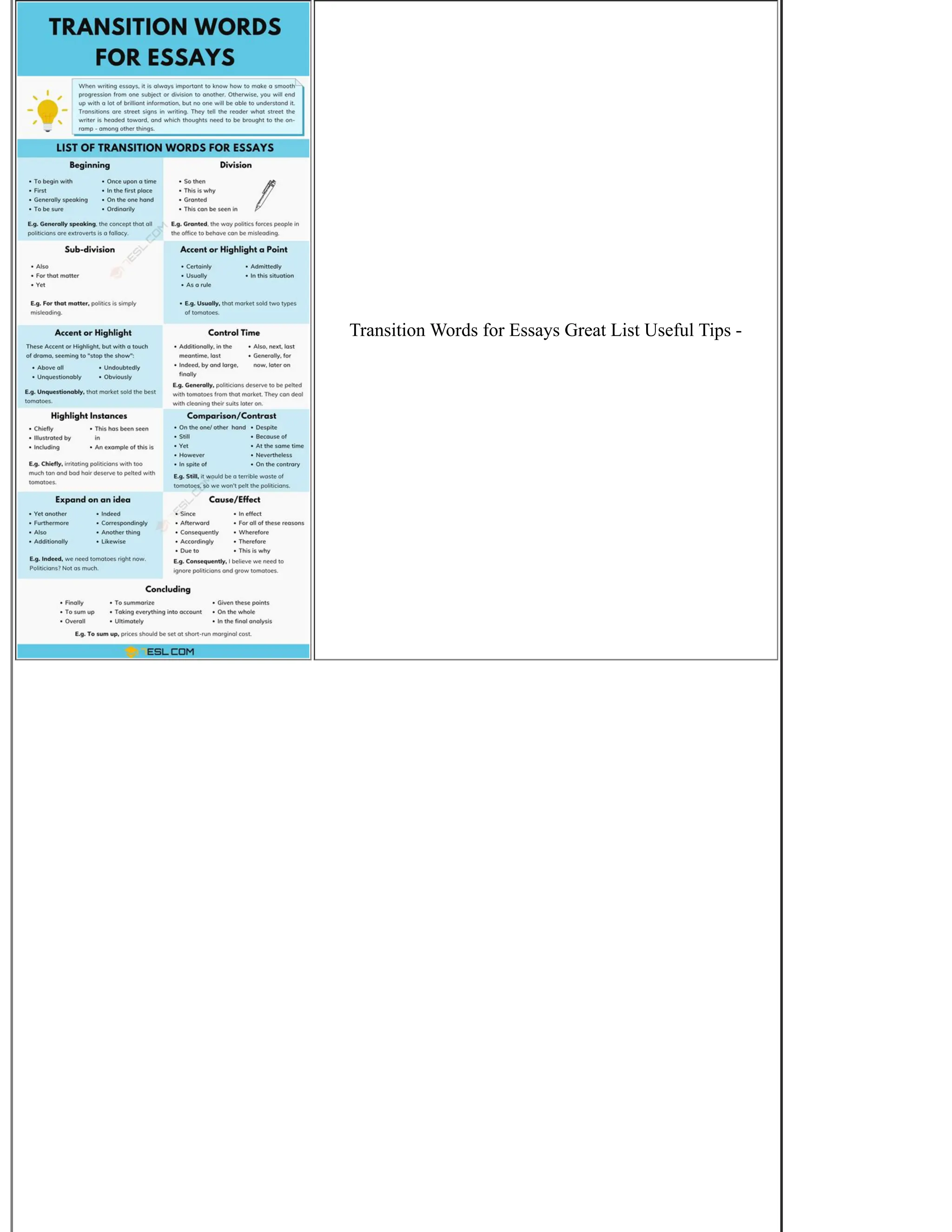Transitions In Essay Writing | PDF