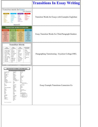 Transitions In Essay Writing | PDF