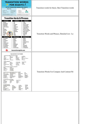 Transitions In Essay Writing | PDF