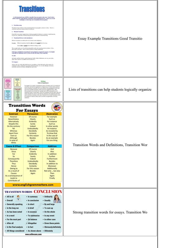 Transitions In Essay Writing | PDF