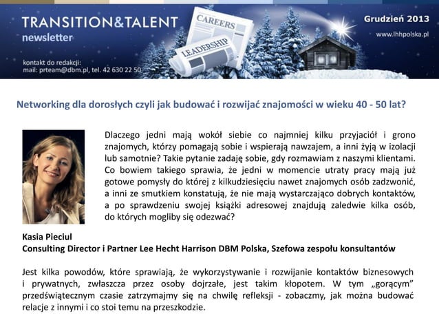 Transition&Talent Newsletter grudzień 2013. | PPT