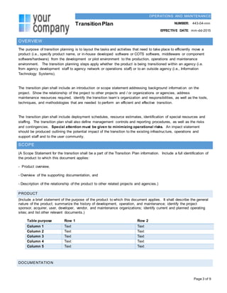 Transition to operations template Julie Bozzi Oregon | DOCX
