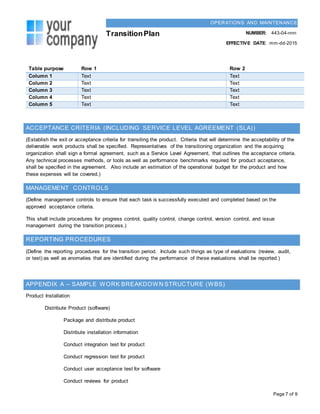 Transition to operations template Julie Bozzi Oregon | DOCX