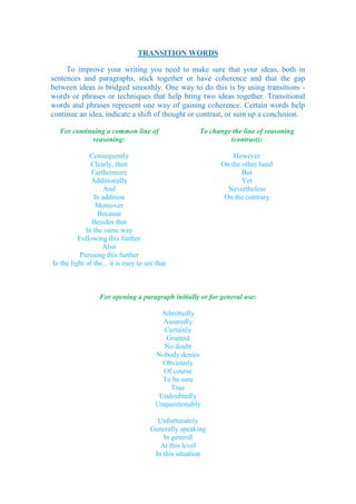 Transition words | PDF
