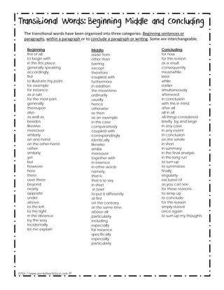 Transition words | PDF