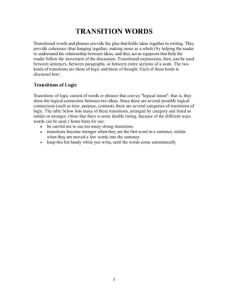 Transition words | PDF