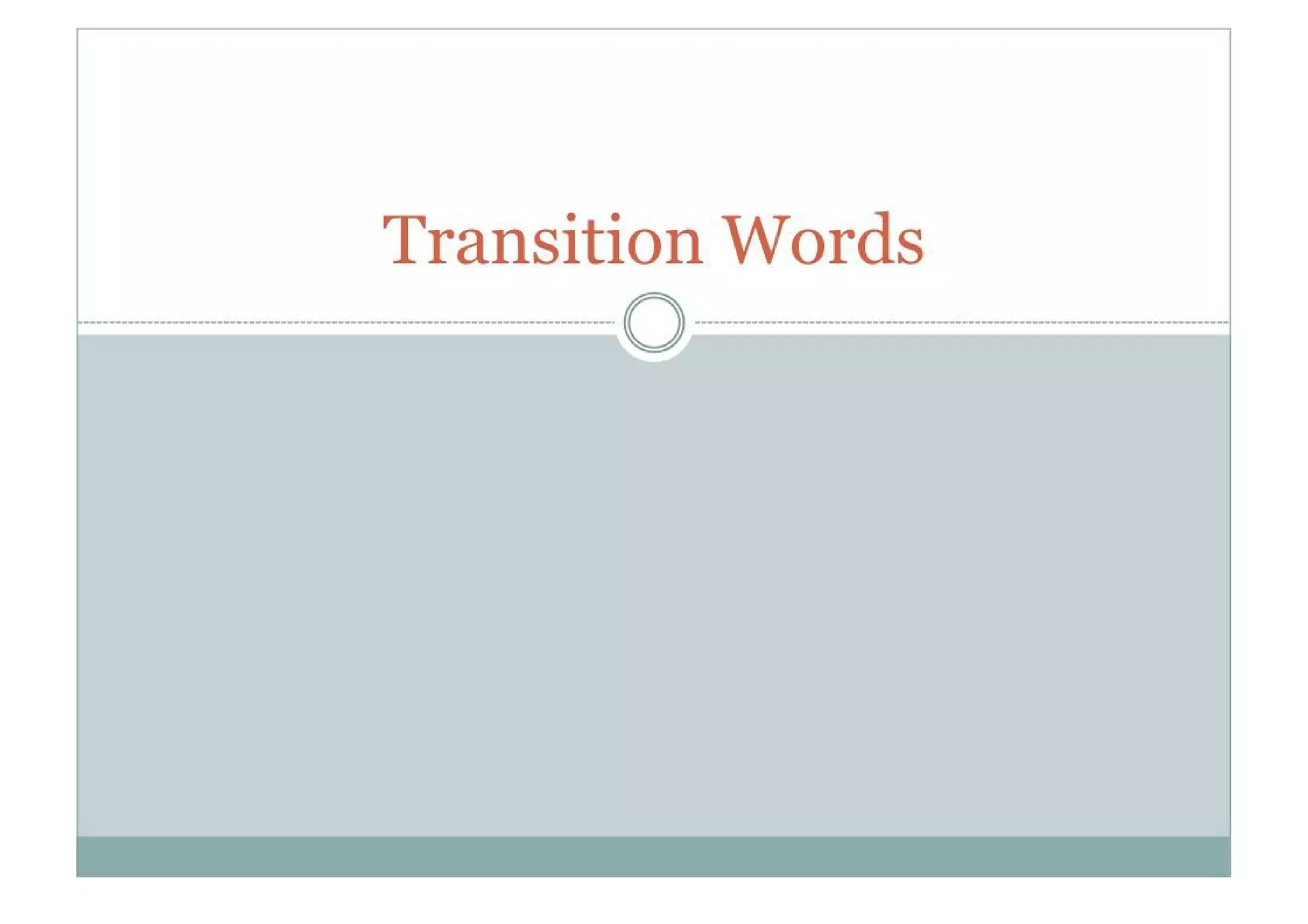 Transition Words | PDF