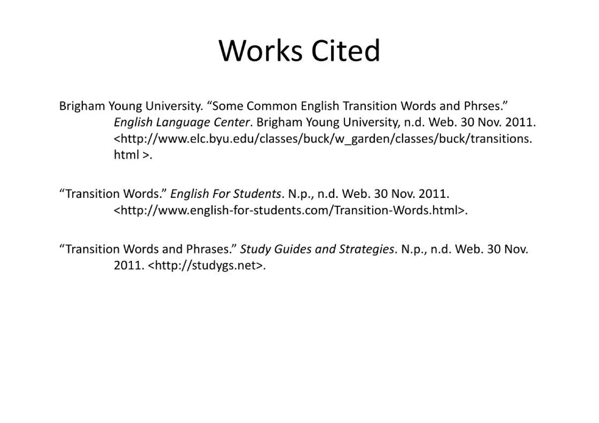 Transition Words | PDF