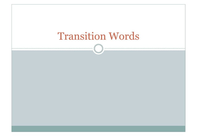 Transition Words | PDF