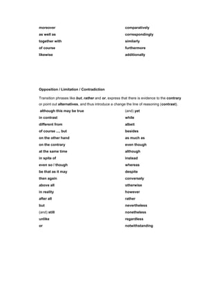 Transition words and phrases | DOCX