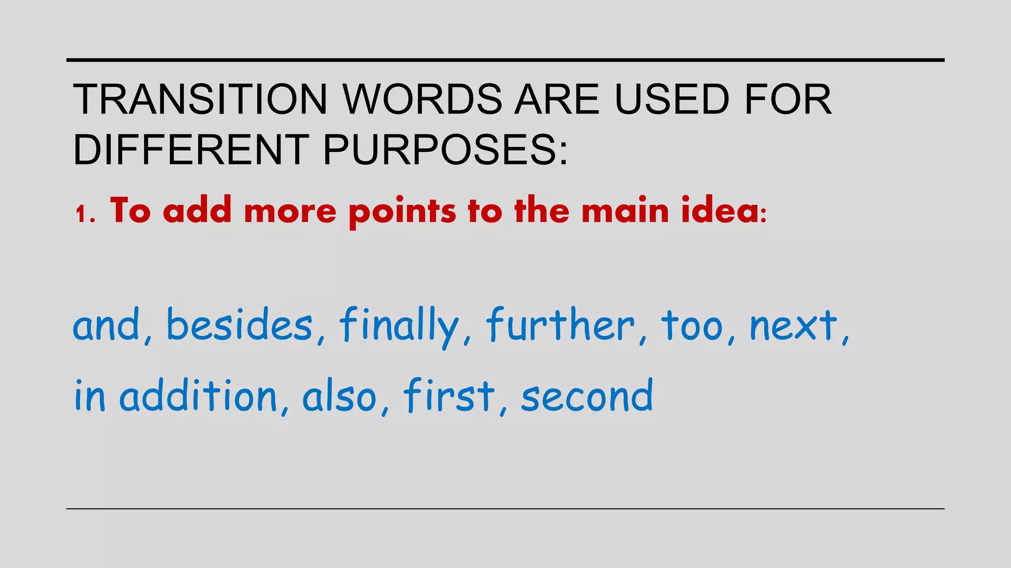 Transition words and phrases | PPT