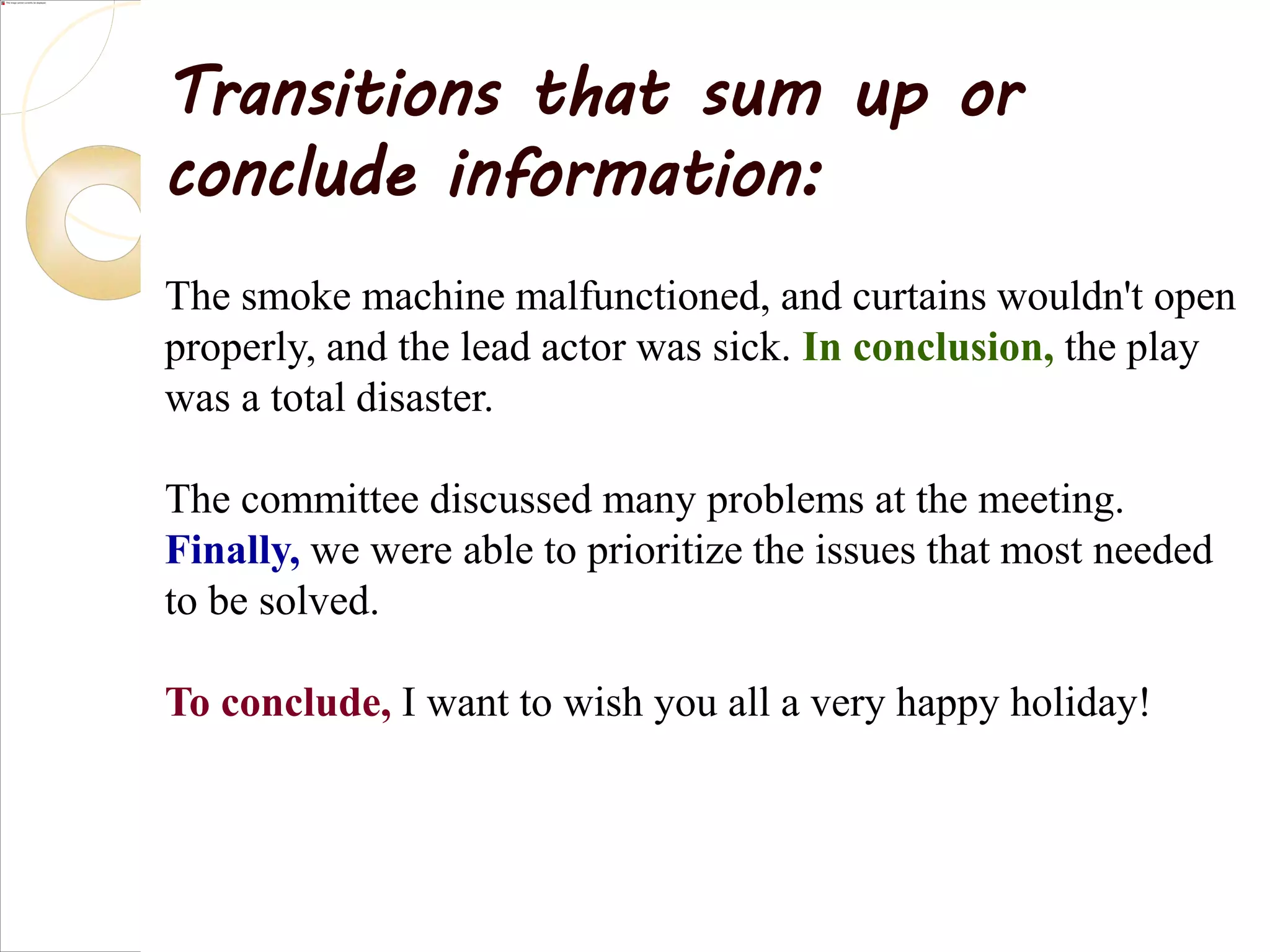 transition words notes.ppt