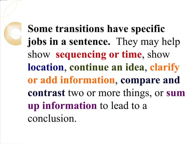 transition words notes.ppt | Resume Writing and Advice | Job Search