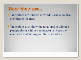 Transition words - English | PPT