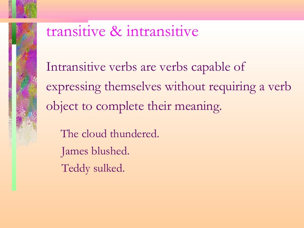Transitive Intransitive Verbs By Javier Burgos Transitive Intransitive Verbs By Javier Burgos
