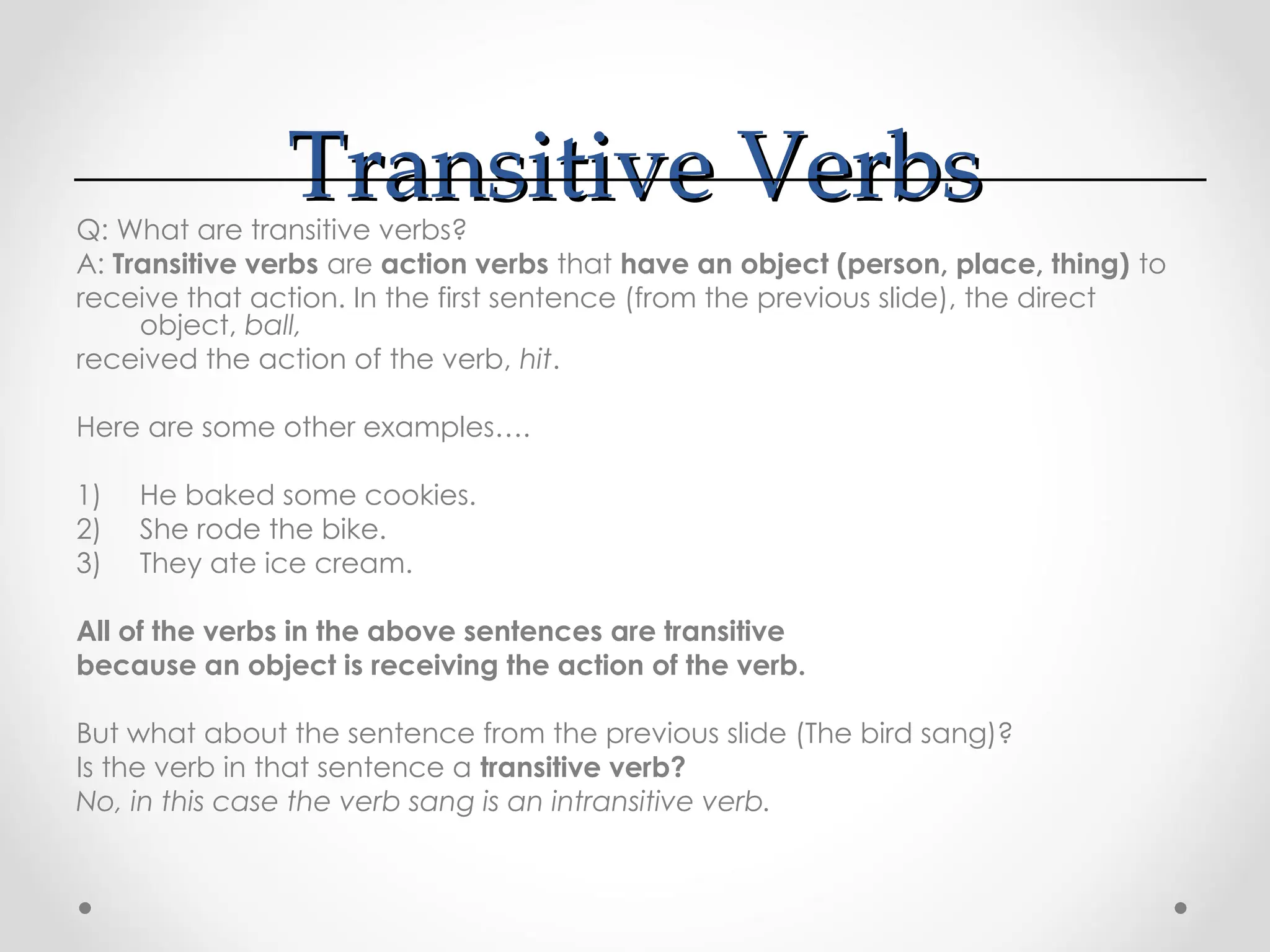 transitive and intransitive-verbs with examples ppt | PPT